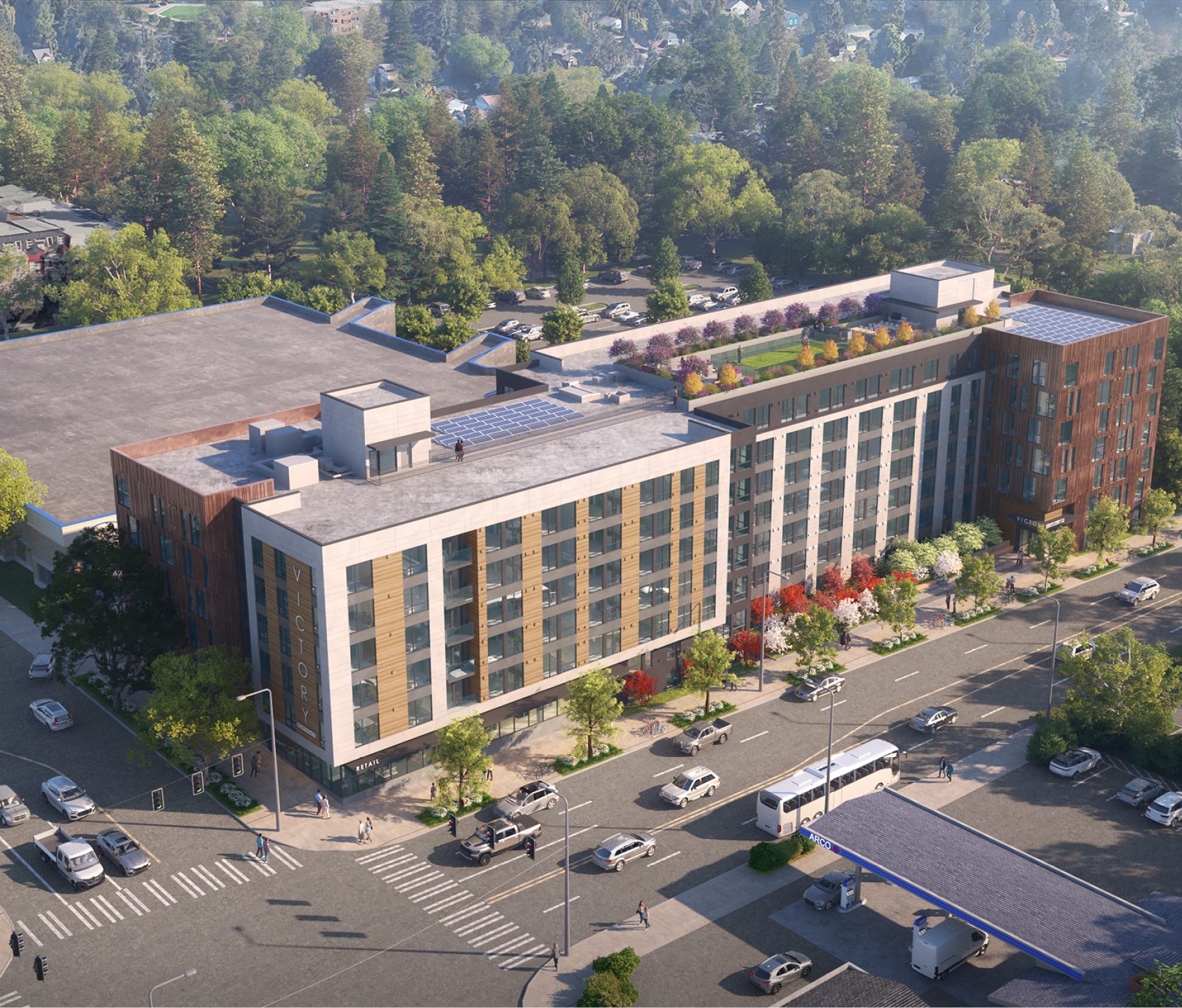 Aerial Rendering of Victory Northgate Affordable Housing Project